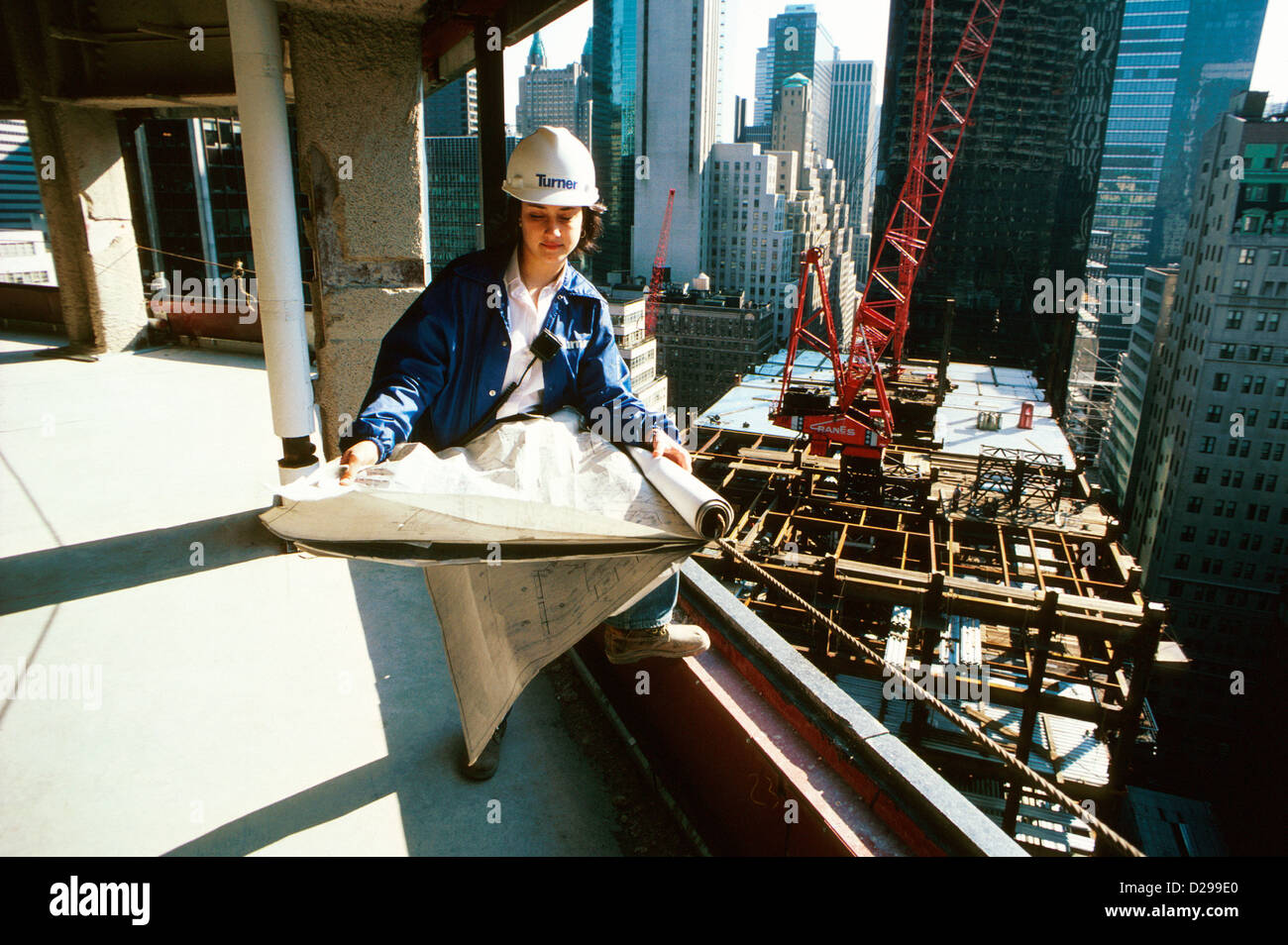 Female Construction Worker Reading Blueprints Stock Photo - Alamy