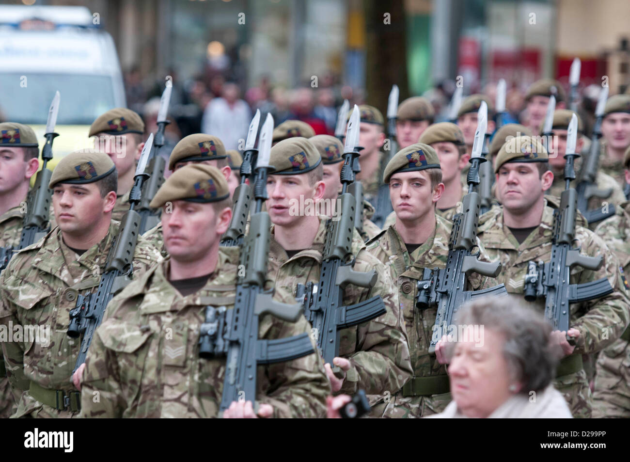 Swansea, UK. 17th January 2013. Troops for the Prince of Wales Company ...