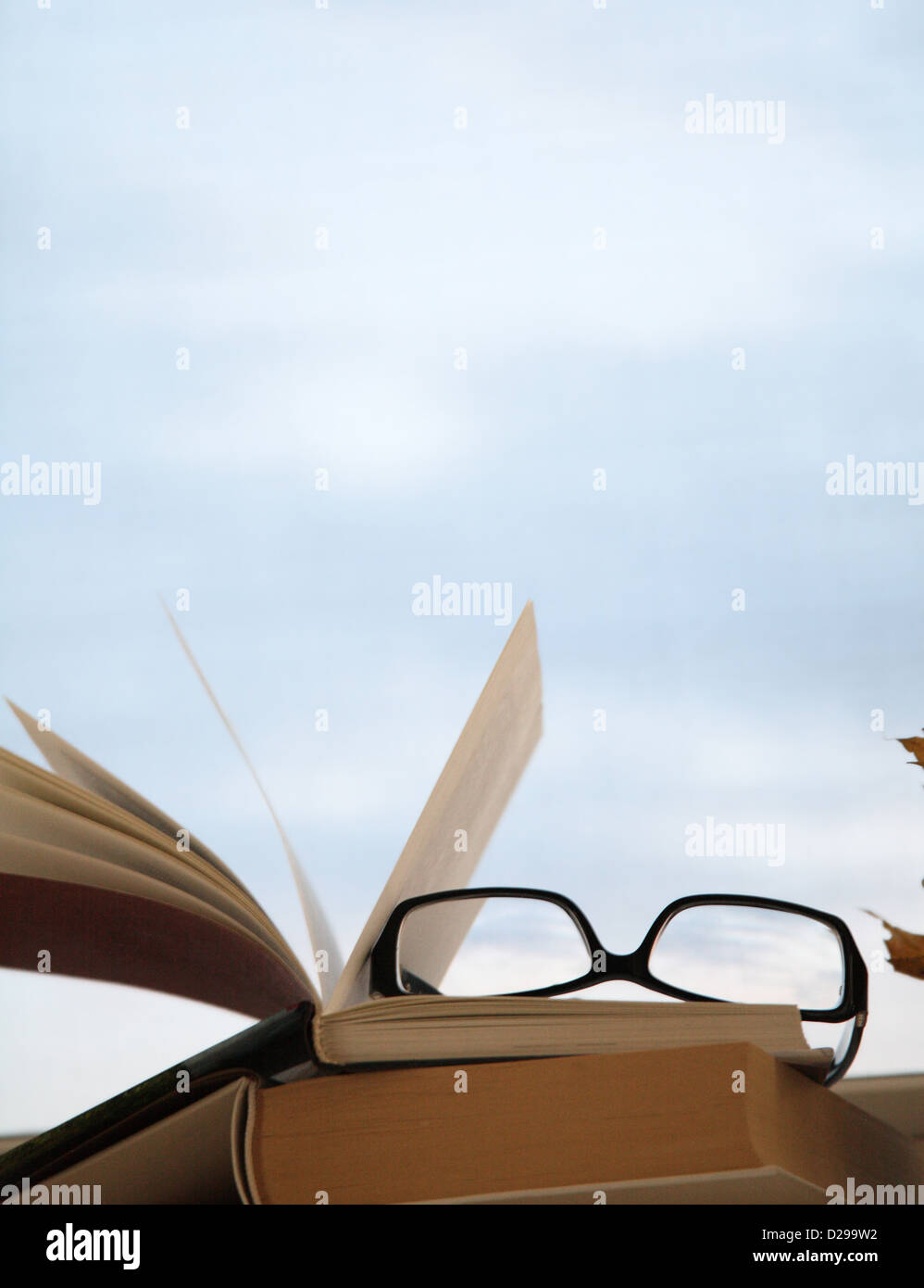 image of open book and glasses Stock Photo - Alamy