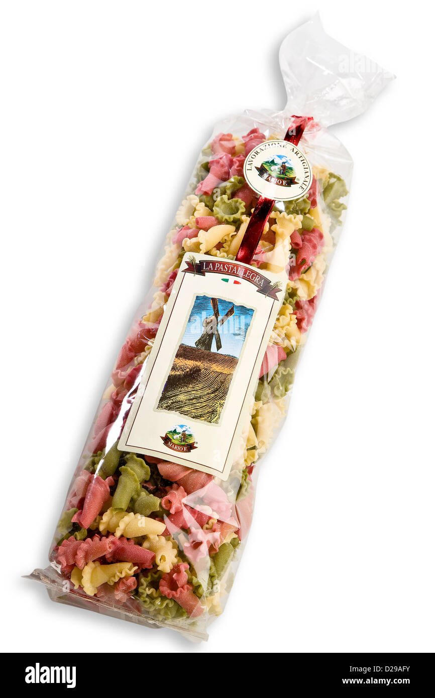 Three coloured pasta package Stock Photo - Alamy