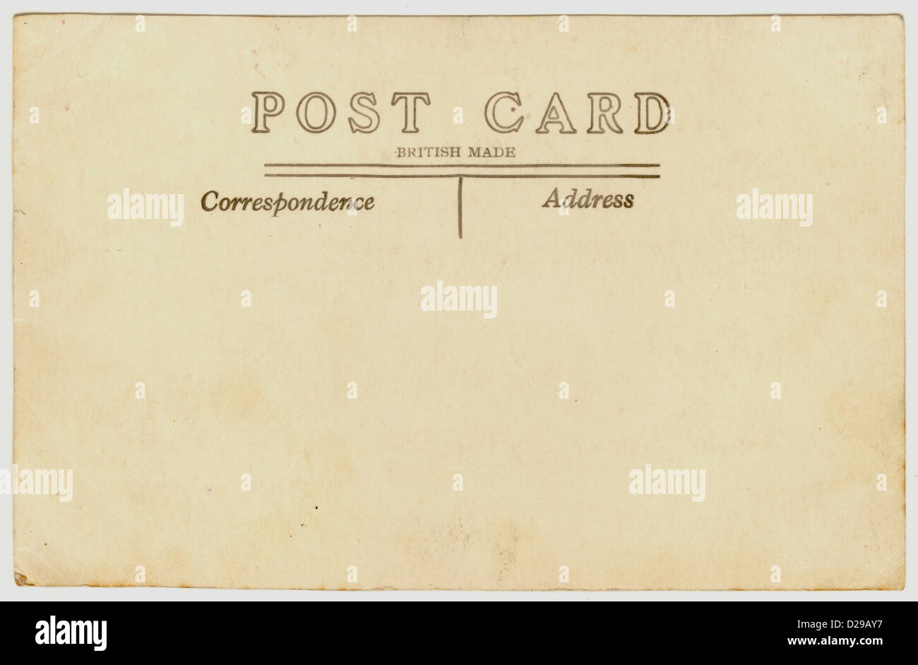 Reverse of early 1900's British Made postcard, U.K Stock Photo - Alamy