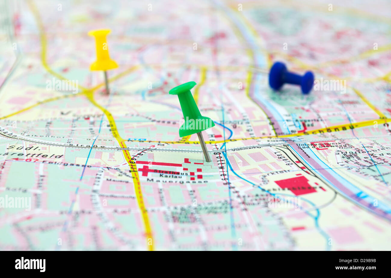 Two destinations on map Stock Photo - Alamy