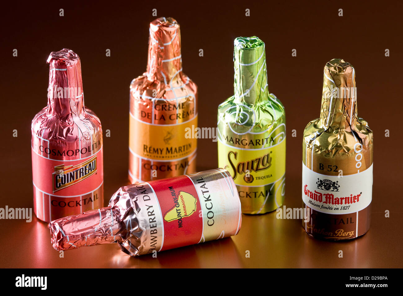 Small bottles of chocolate cocktail Stock Photo - Alamy