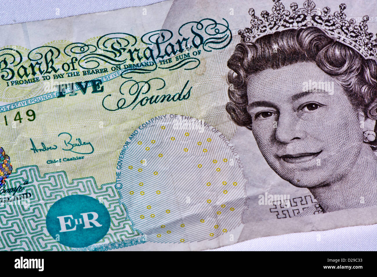 close-up British five pound note Stock Photo - Alamy