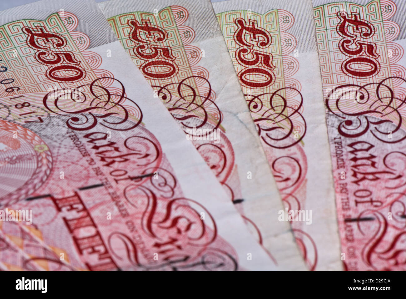 Big close-up old fifty pound notes Stock Photo - Alamy