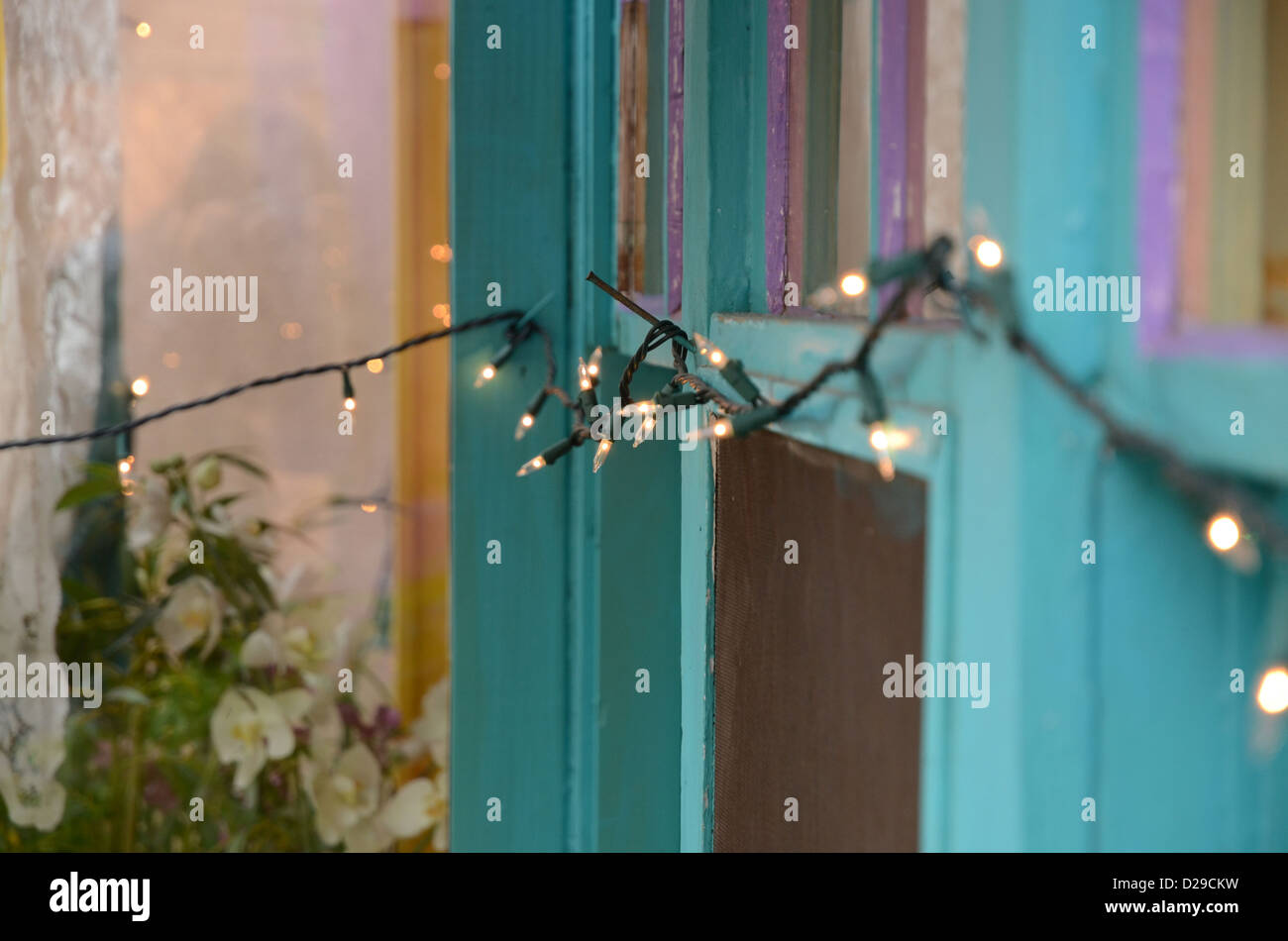 Blue lights in window hi-res stock photography and images - Alamy