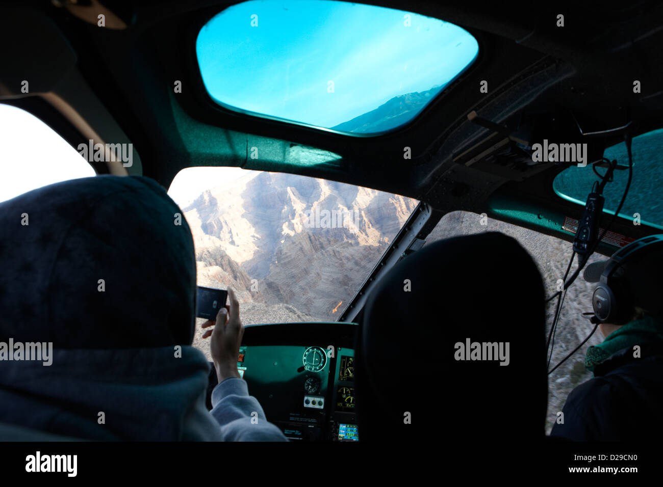 on board papillon helicopter tour flying into Grand canyon Arizona USA ...