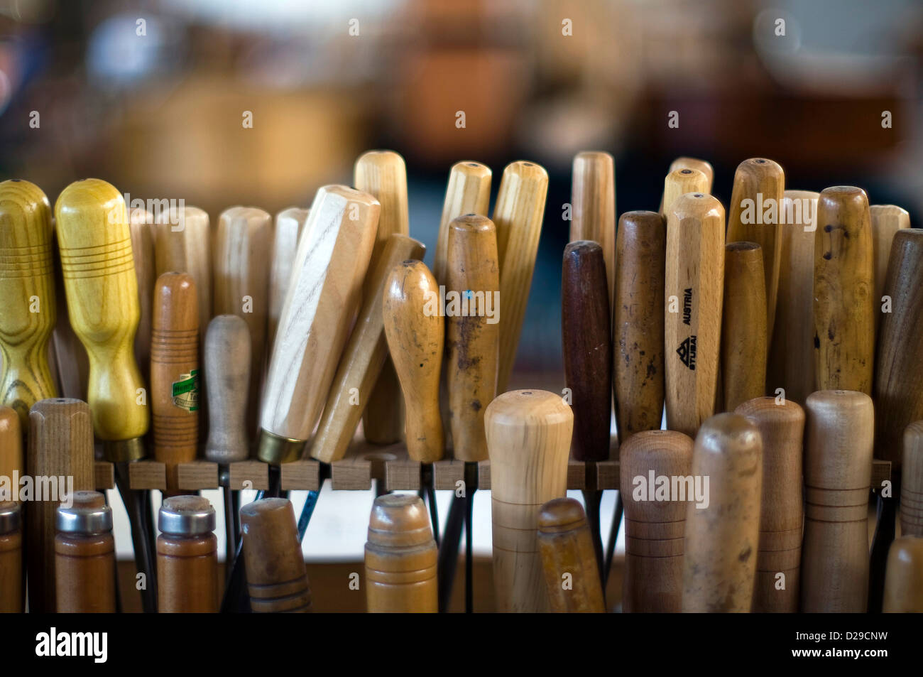 A selection of chisels used for musical instrument making Stock Photo ...