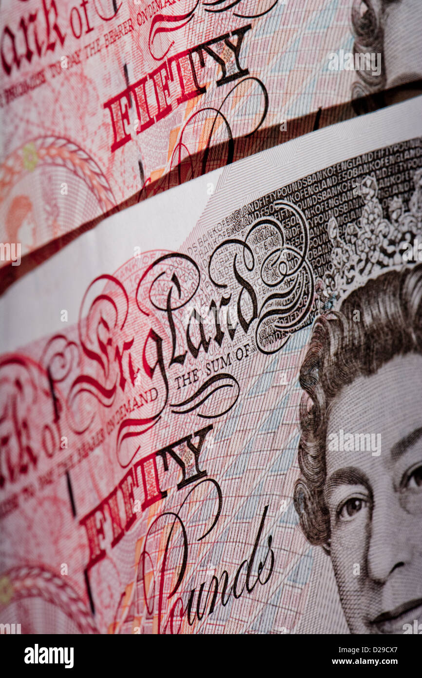 Big close-up old fifty pound notes Stock Photo - Alamy