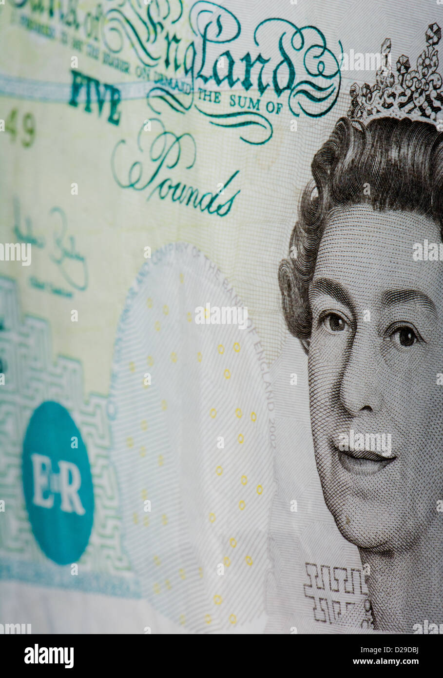 Big close-up British five pound note Stock Photo - Alamy