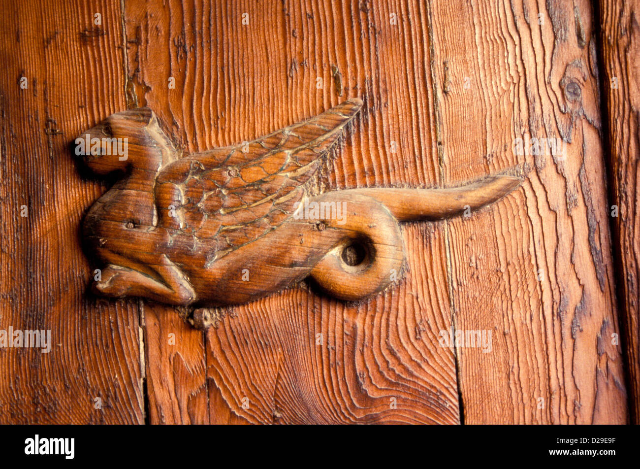 Greece crete symbol of venice carved on door hi-res stock photography ...