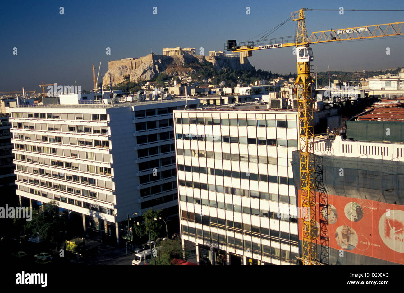 Greece athens parthenon office buildings crane travel world greece ...