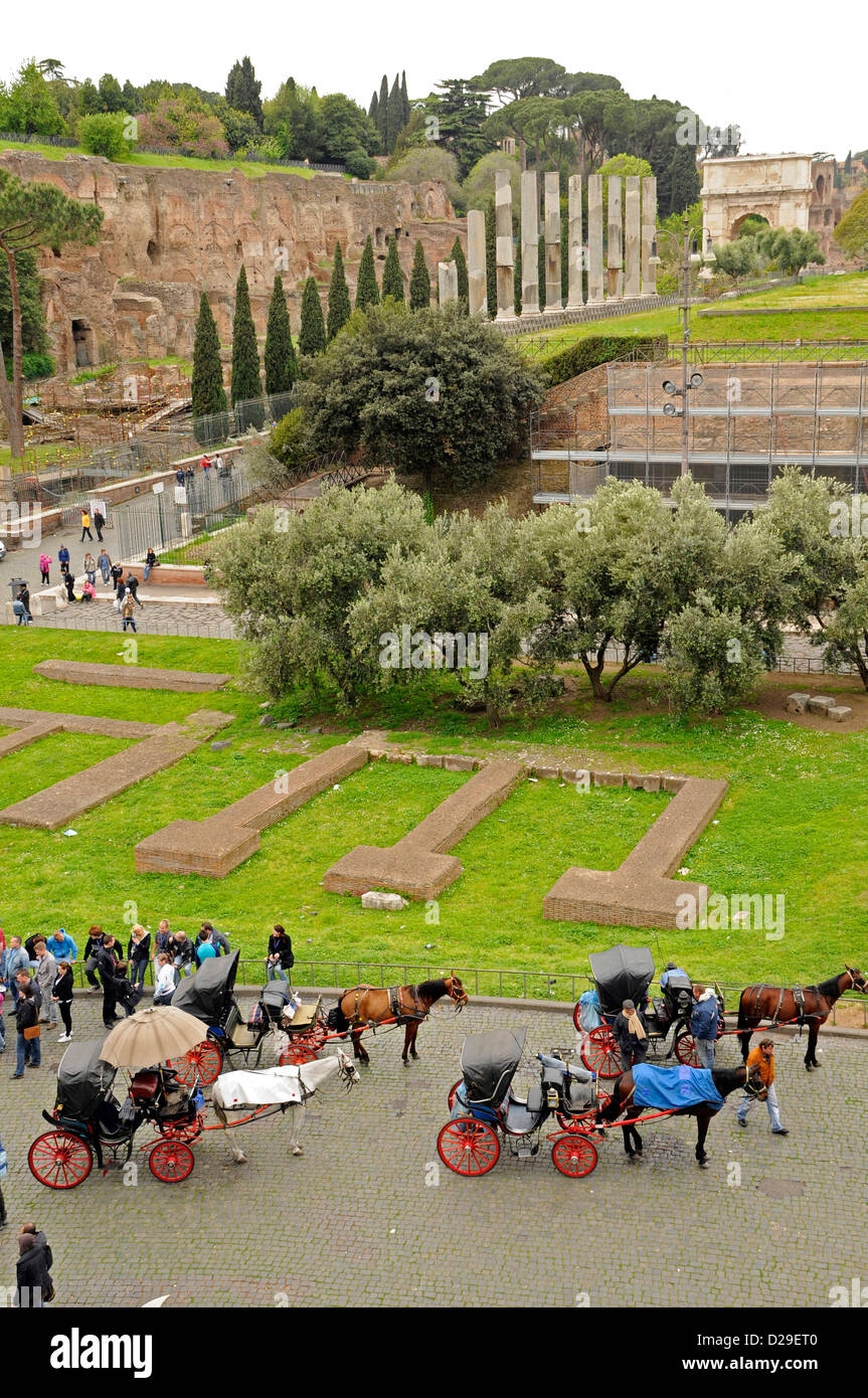 Carriages At The Roman Forum. Rome, Italy Stock Photo - Alamy