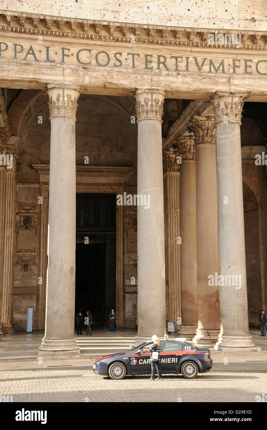 Police Car At The Rome Pantheon, Italy Stock Photo - Alamy