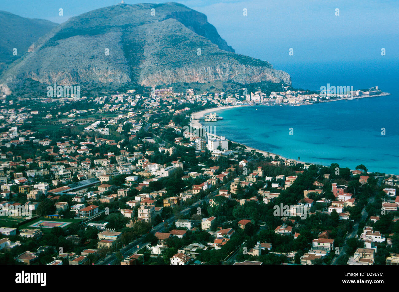 Italy, Sicily. Mondello, Overview Stock Photo - Alamy