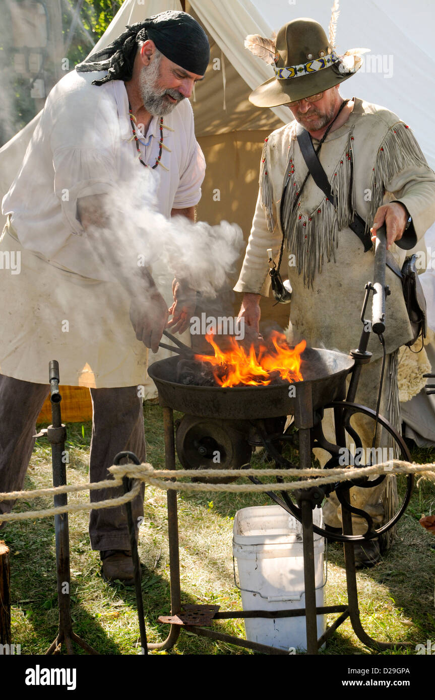 Pioneer Blacksmith Enactors. Rock River Thresheree, Wisconsin Stock ...