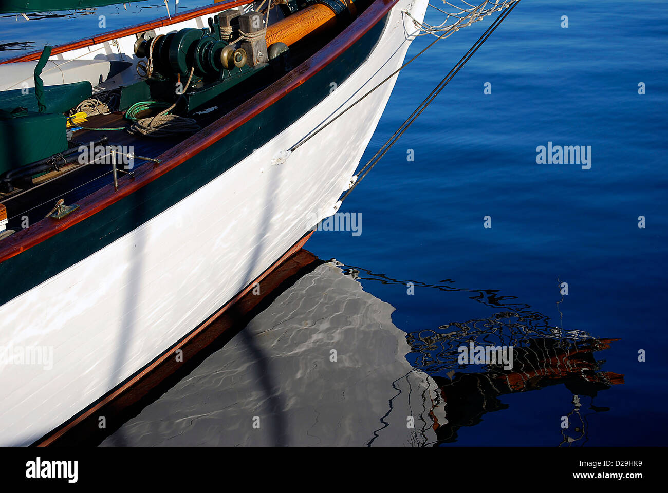 Schooner Hull Reflected in Water Stock Photo - Alamy