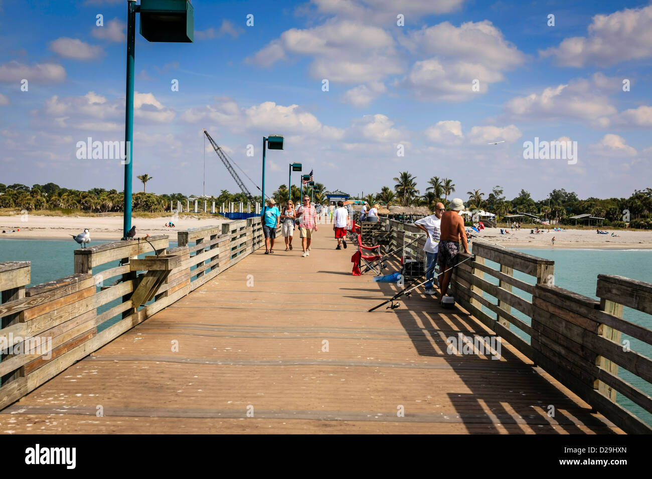 People fishing off Venice Beach Pier in Florida Stock Photo - Alamy