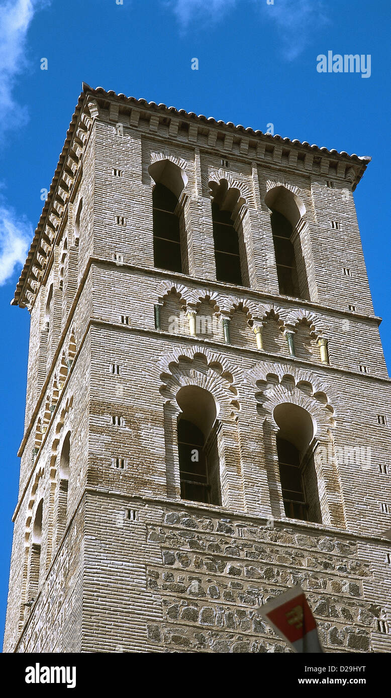 Spain. Toledo. Santo Tome Church. Mudejar tower. 14th century. View ...