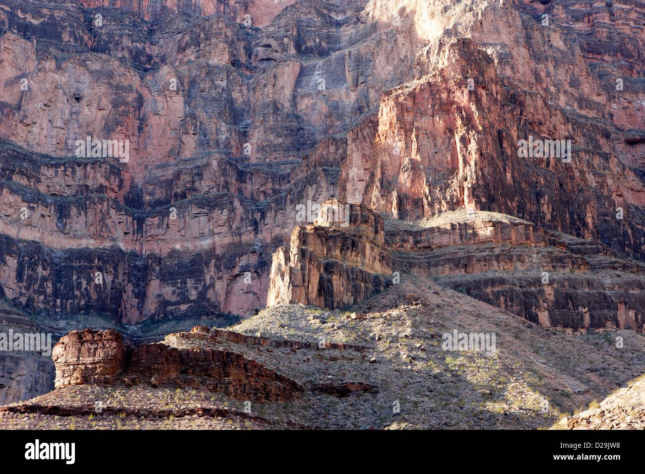 geologic details of rock strata on the wall of the grand canyon Arizona ...