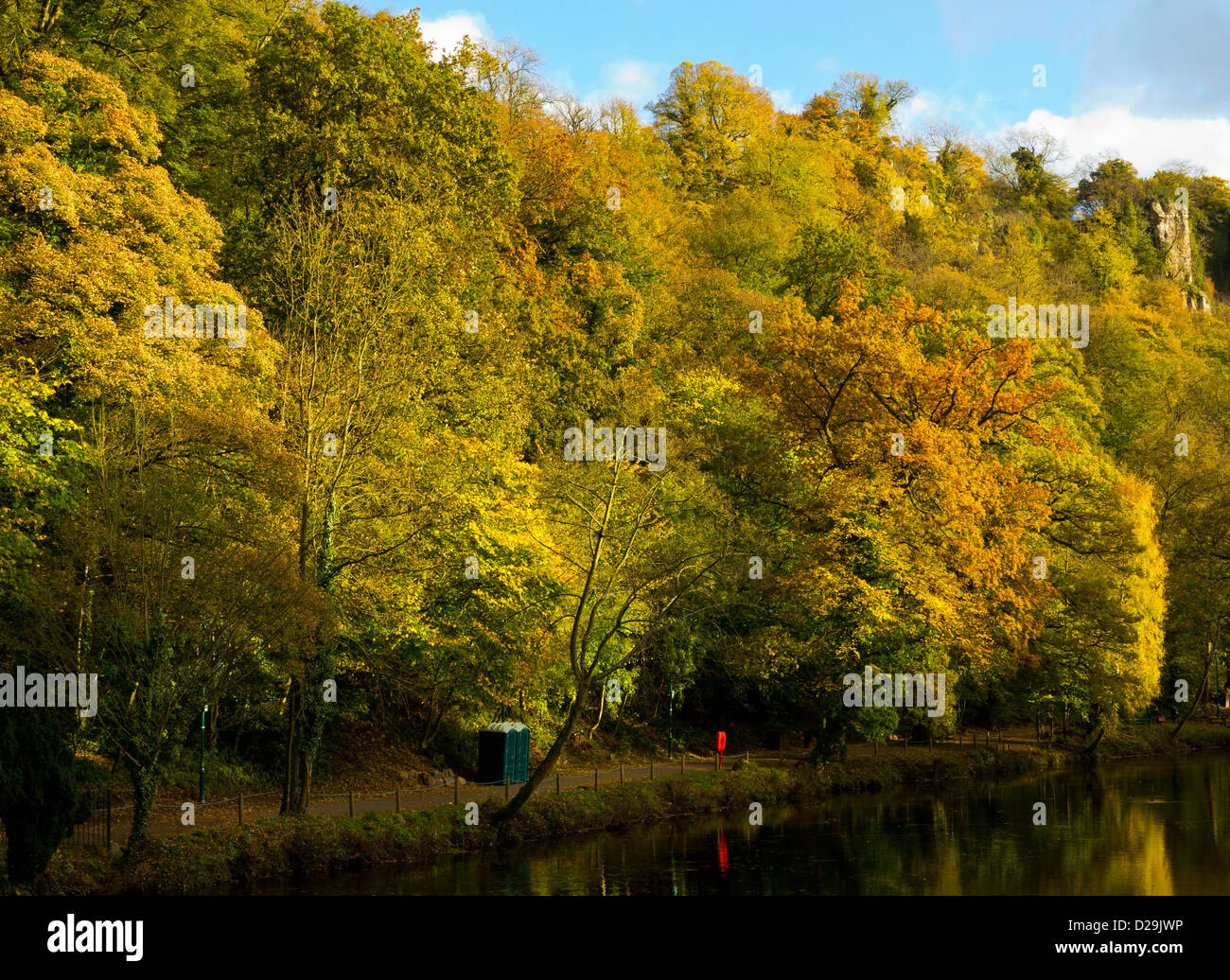 River Derwent flowing through Matlock Bath a village in the Peak ...