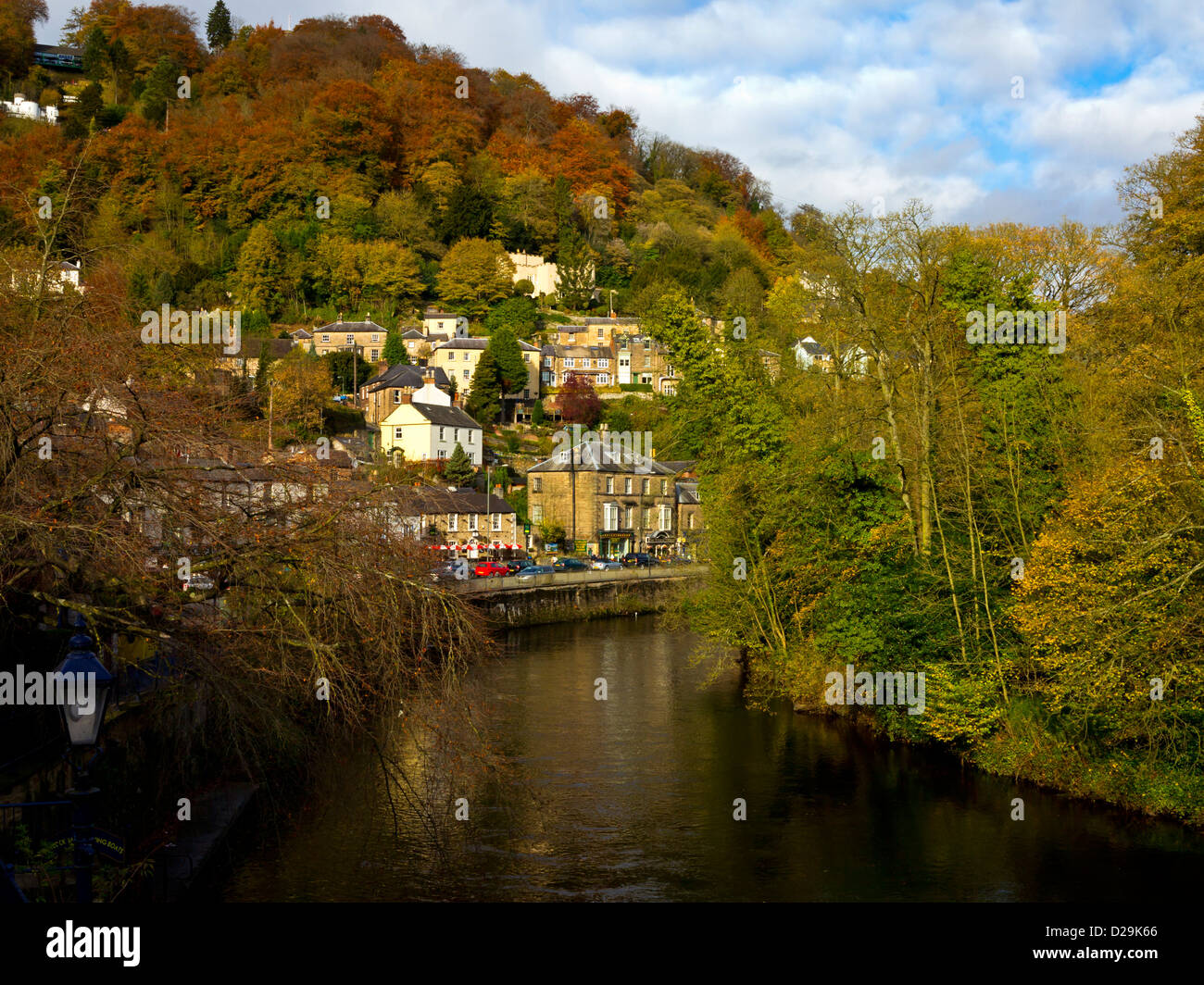 River Derwent flowing through Matlock Bath a village in the Peak ...