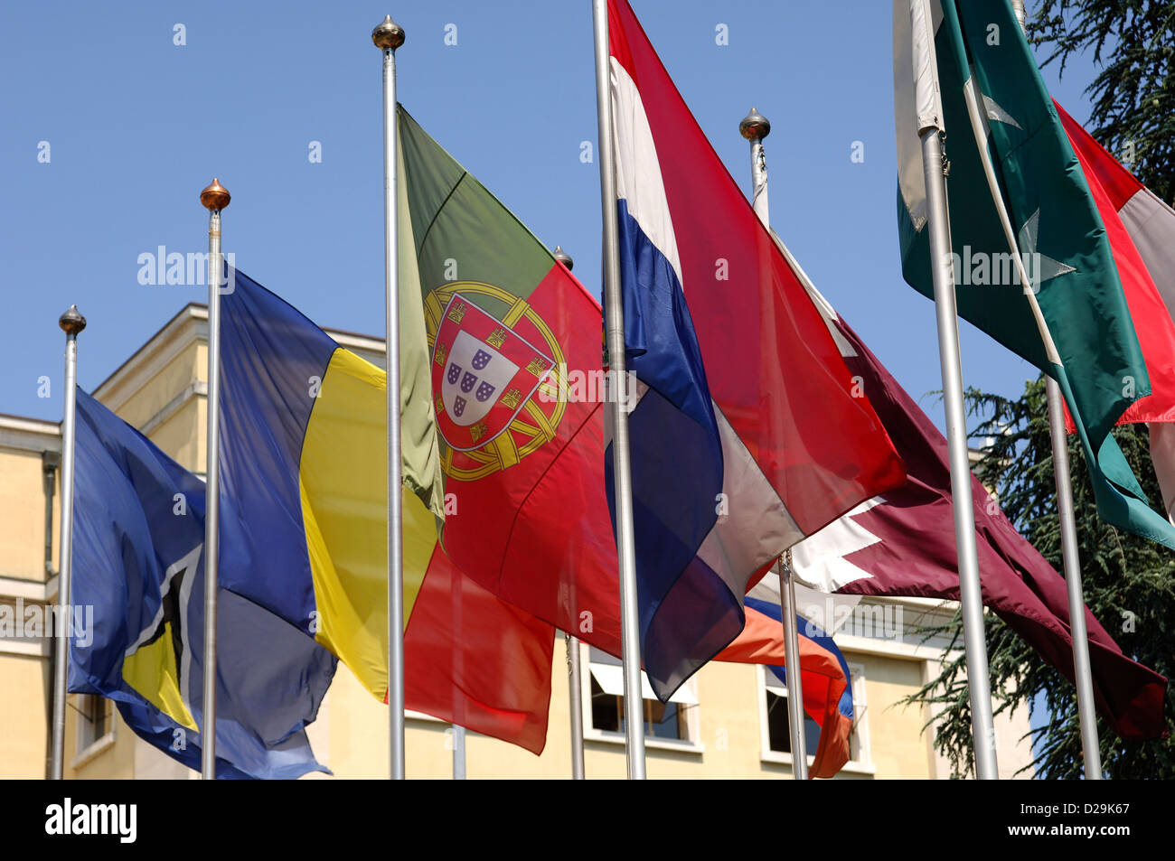 Sea of flags, UNO, Geneva, Switzerl Stock Photo - Alamy