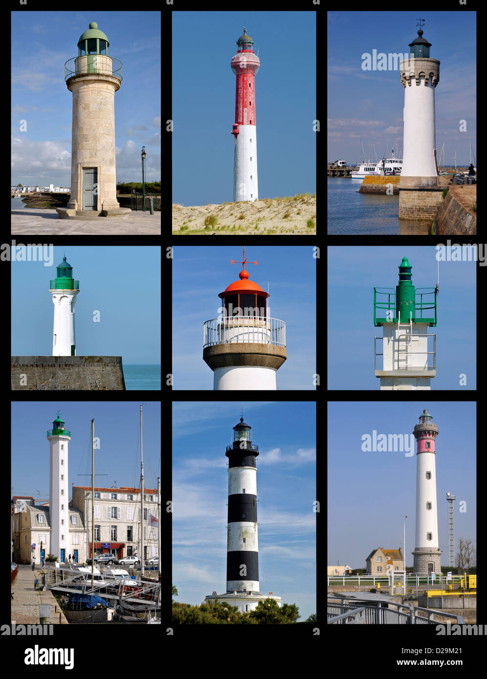 Nine photos mosaic of lighthouses in France Stock Photo - Alamy
