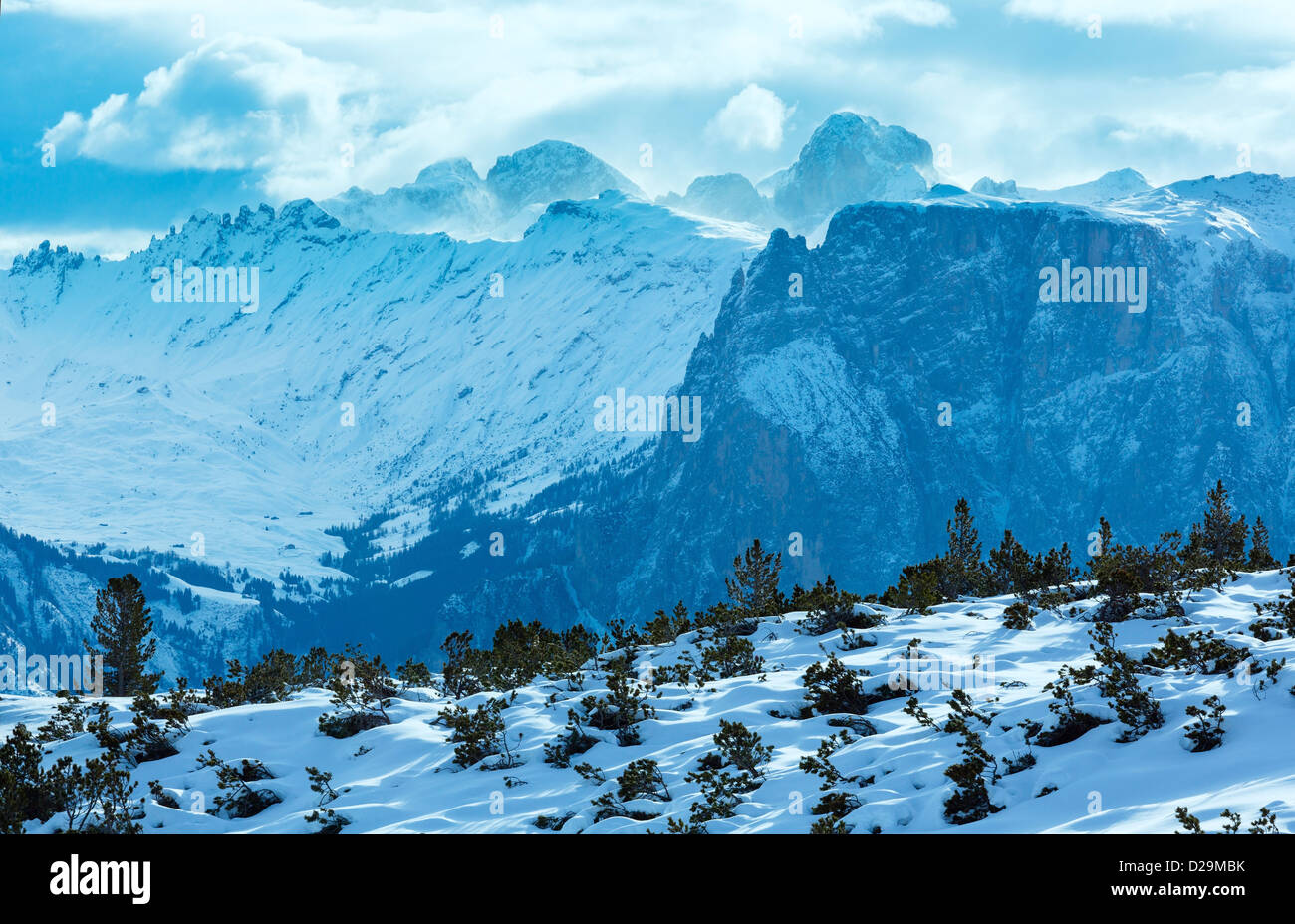 Beautiful winter mountain landscape. View from Rittner Horn (Italy) on ...