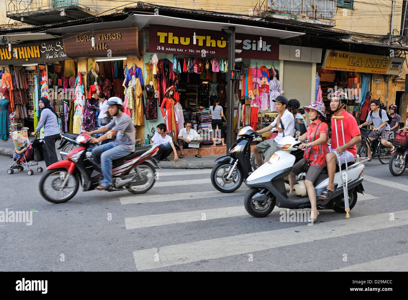 Hanoi, Vietnam, street scene with traffic at a road junction Stock ...