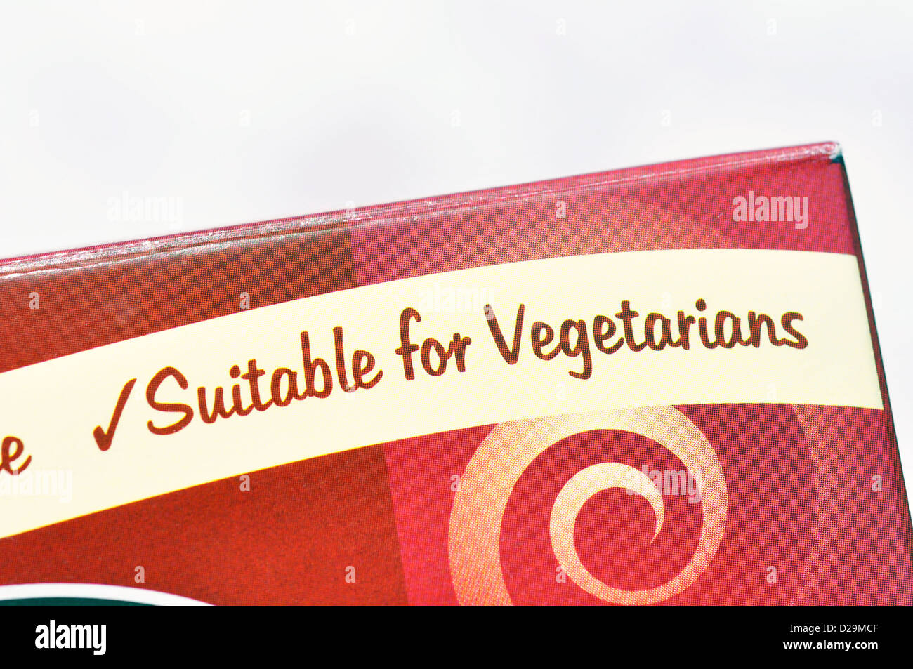 Suitable for Vegetarians label on food package Stock Photo - Alamy