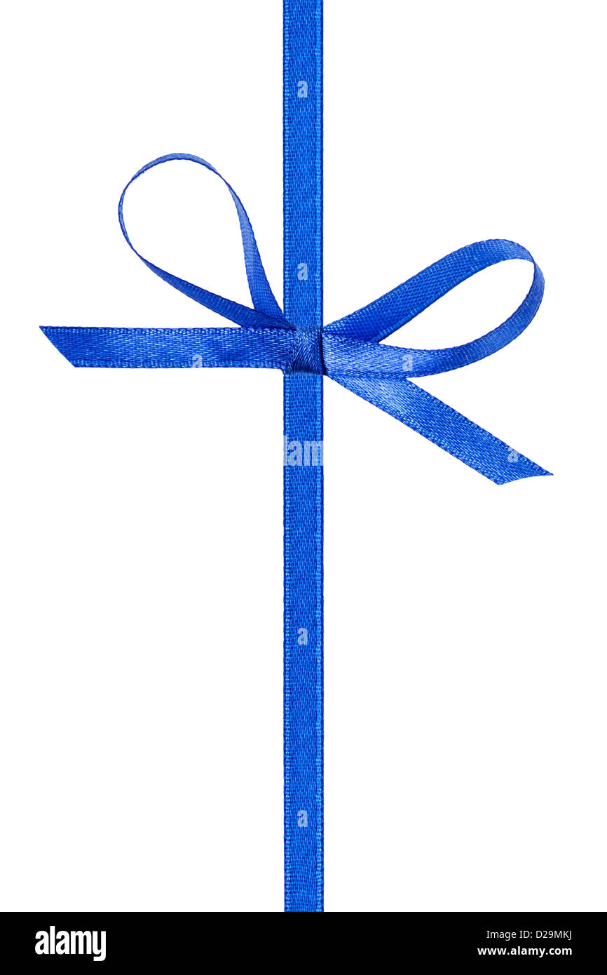 thin blue bow with vertical ribbon, isolated on white Stock Photo - Alamy