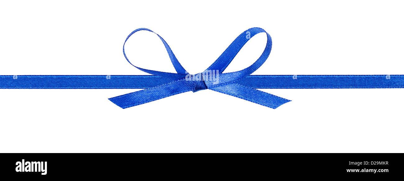 thin blue bow with horizontal ribbon, isolated on white Stock Photo - Alamy