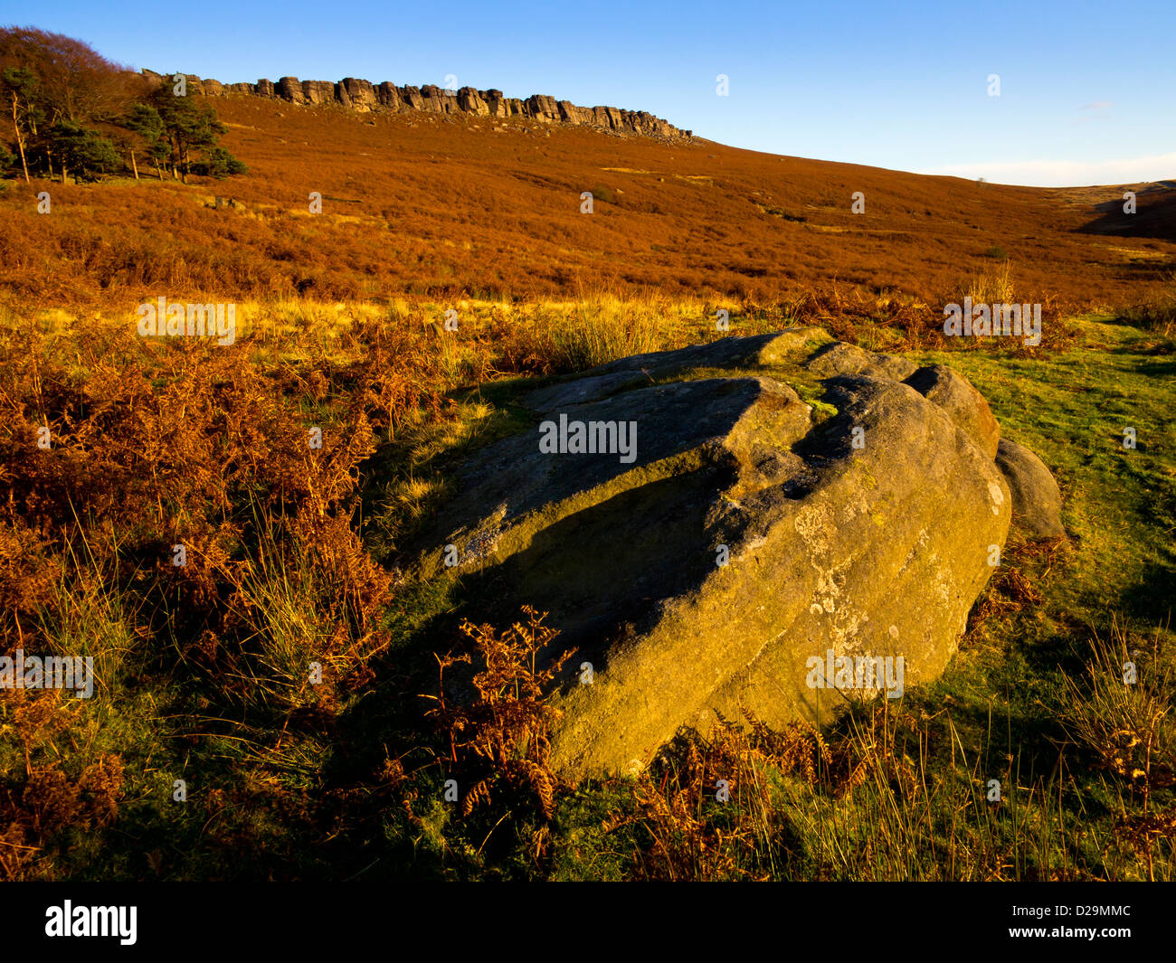 Stanage Edge a gritstone escarpment popular with rock climbers near ...