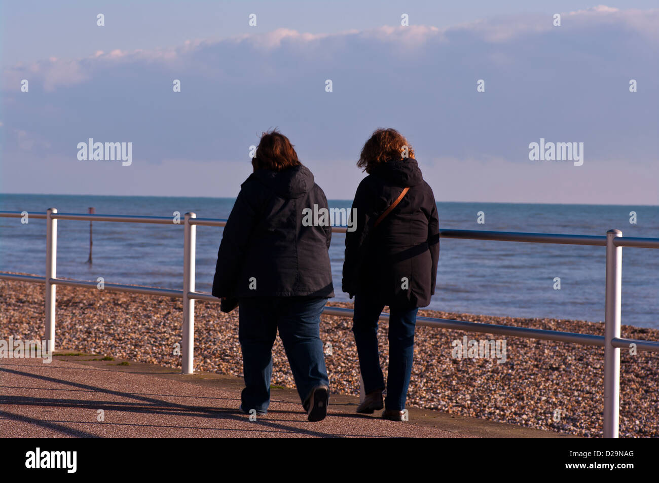 Rear View Of Two Women walking Together Wearing Coats Stock Photo - Alamy