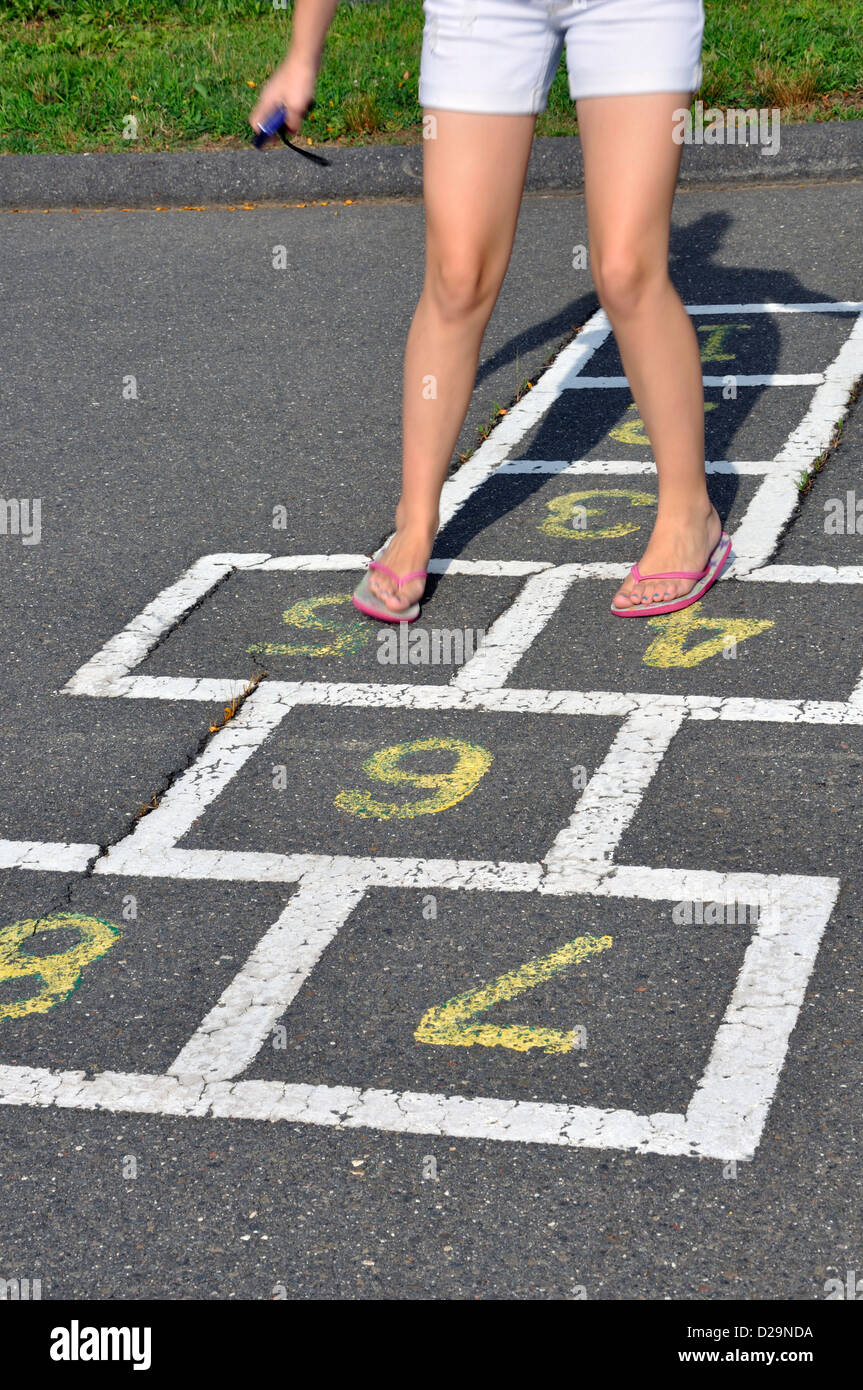 Hopscotch playground game Stock Photo - Alamy