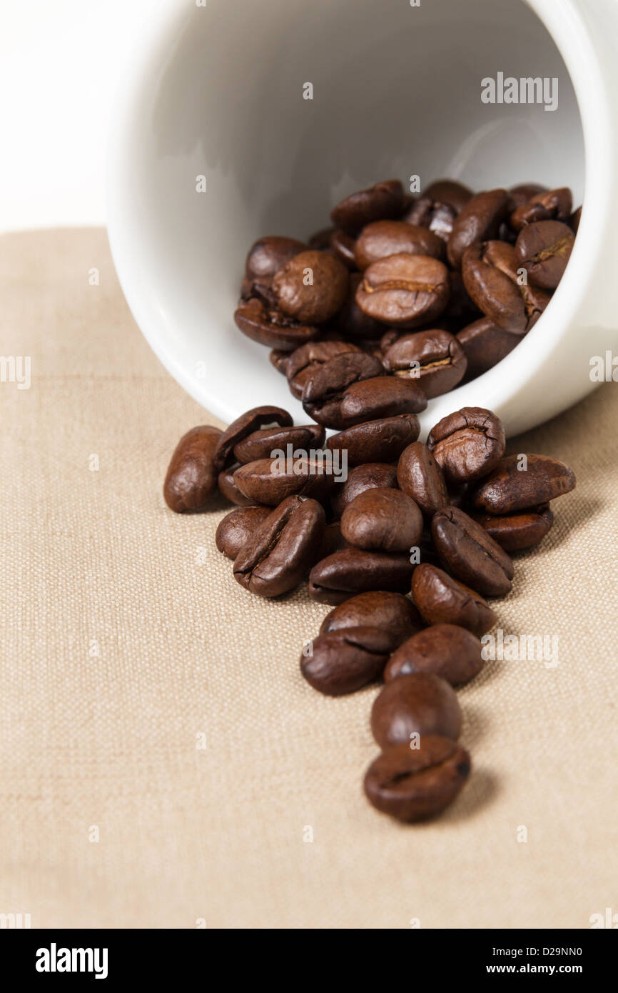 inverted coffee cup with beans, can be used as a background Stock Photo ...