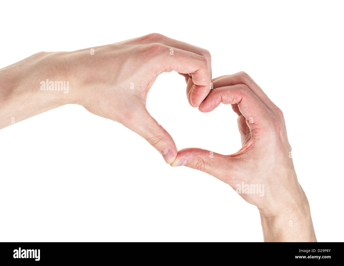 adult male hands shows heart shape, isolated on white Stock Photo - Alamy
