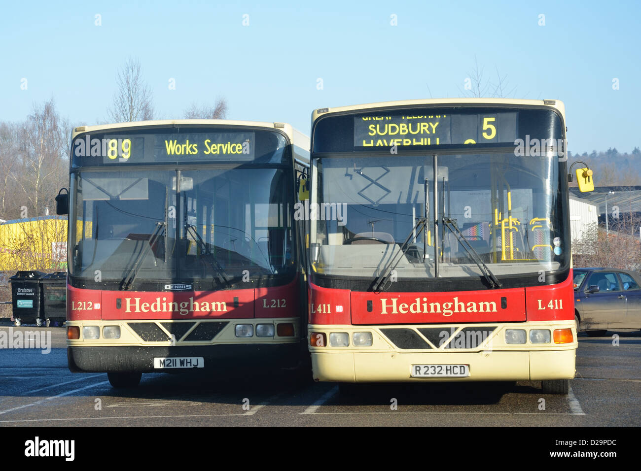 Halstead and Hedingham buses front on Stock Photo - Alamy