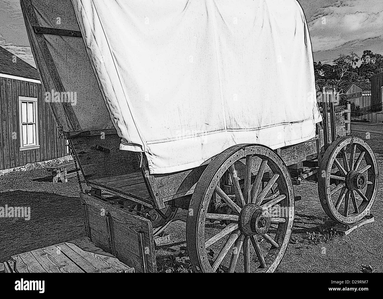 Covered wagon Black and White Stock Photos & Images - Alamy