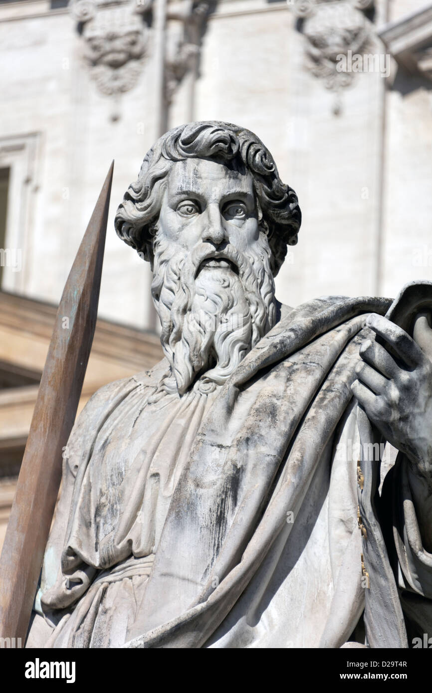 Statue of Saint Paul at the entrance to Saint Peter's Basilica, Rome ...
