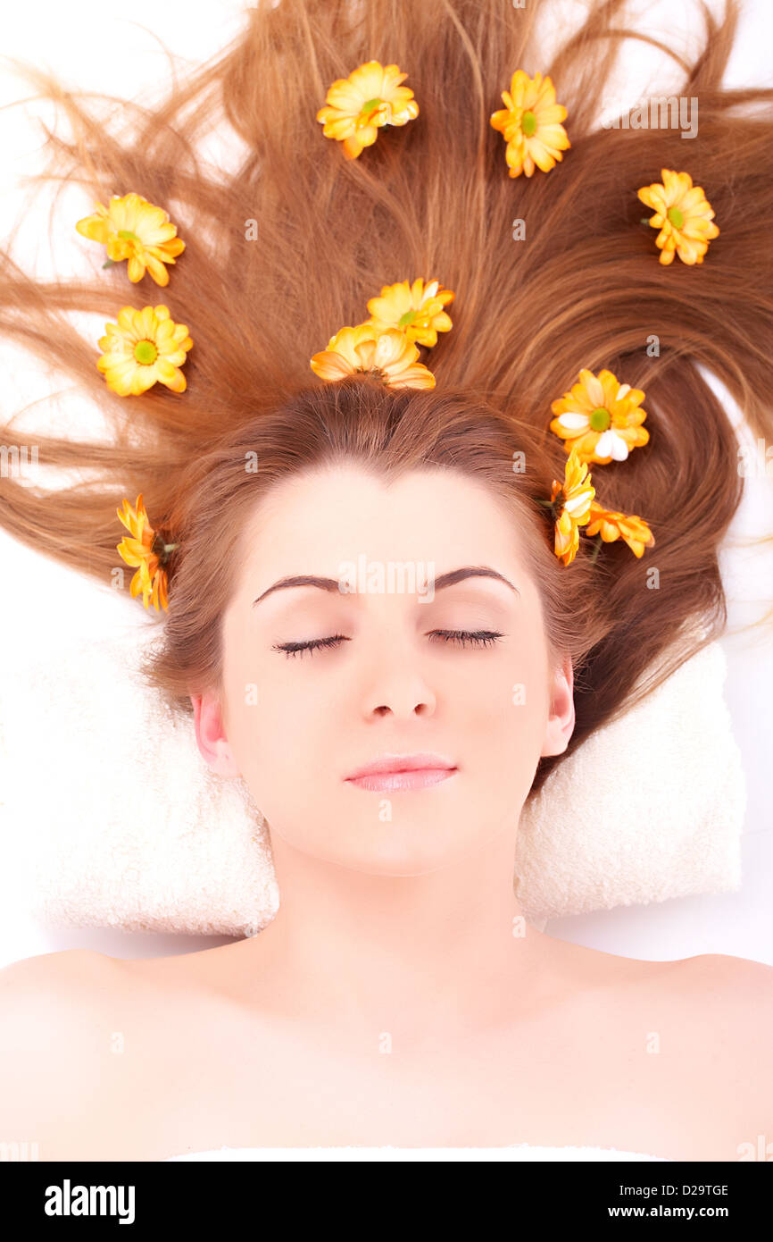 Beautiful spa woman ready for treatment at the beauty spa Stock Photo ...