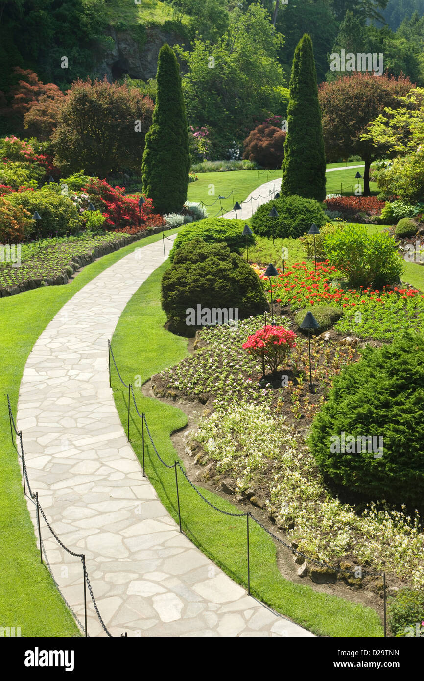 PATHWAY SUNKEN GARDEN BUTCHART GARDENS VICTORIA ISLAND BRITISH COLUMBIA ...