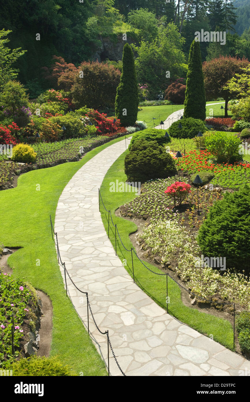 PATHWAY SUNKEN GARDEN BUTCHART GARDENS VICTORIA ISLAND BRITISH COLUMBIA ...