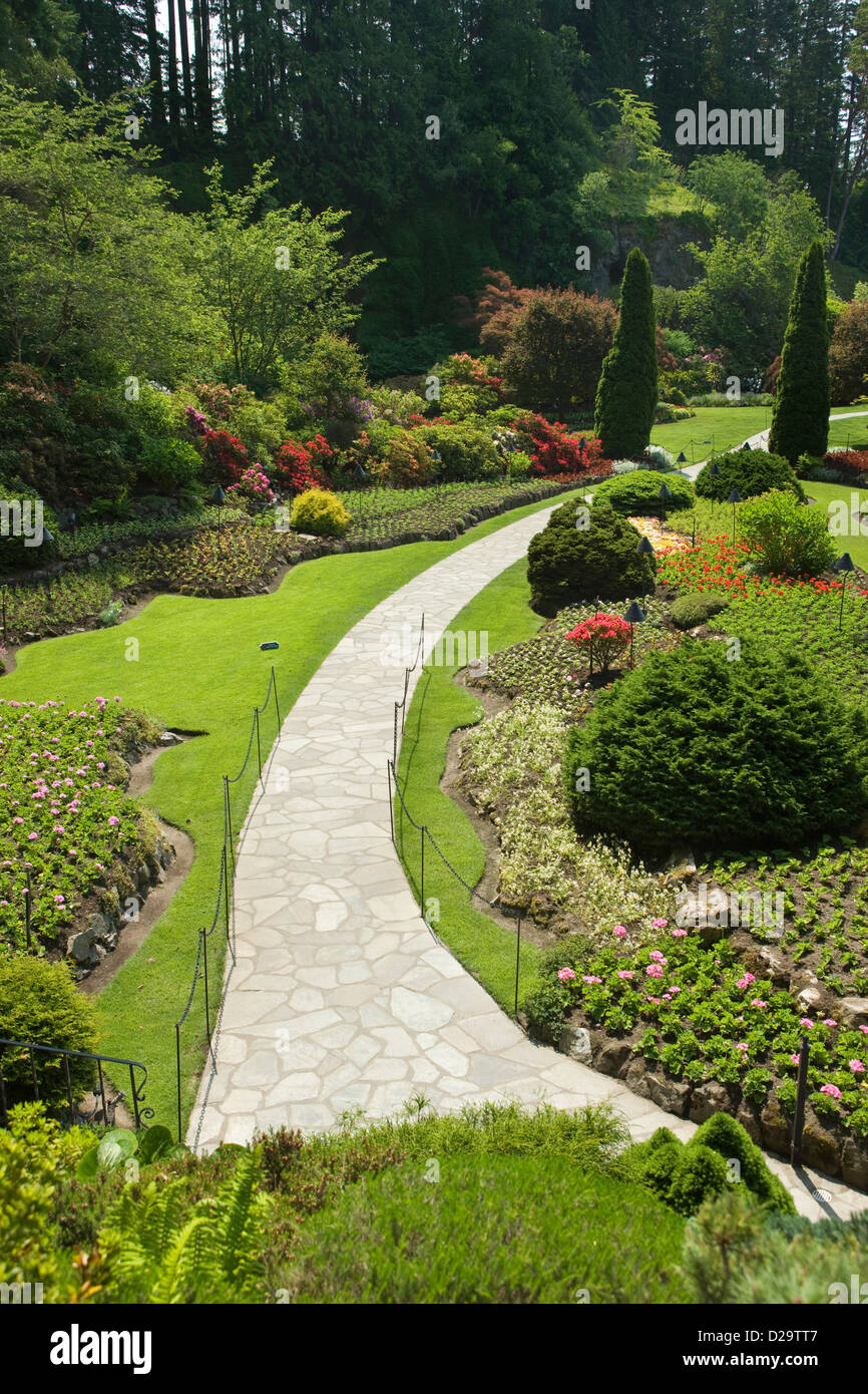 PATHWAY SUNKEN GARDEN BUTCHART GARDENS VICTORIA ISLAND BRITISH COLUMBIA ...