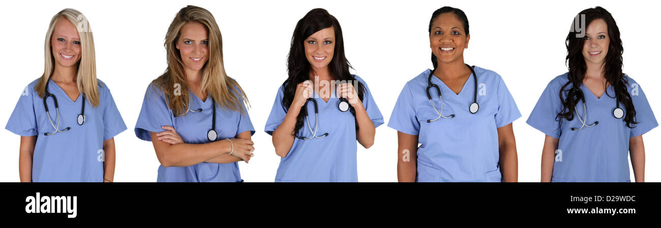 Group of nurses set in a hospital Stock Photo - Alamy