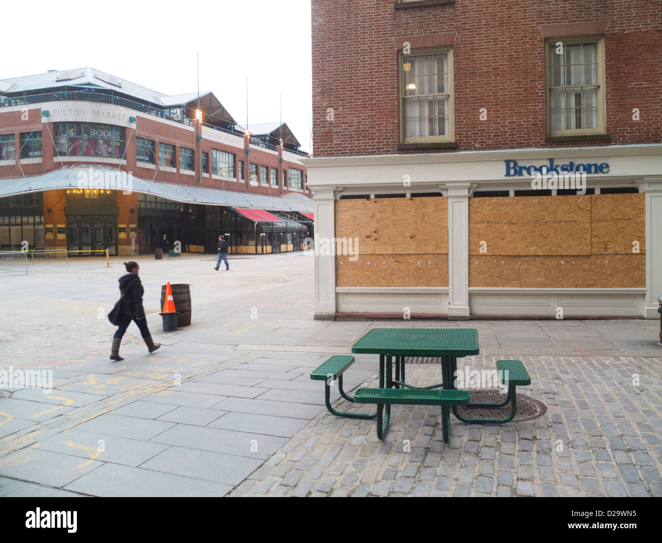 boarded up shops at South Street Seaport Stock Photo - Alamy