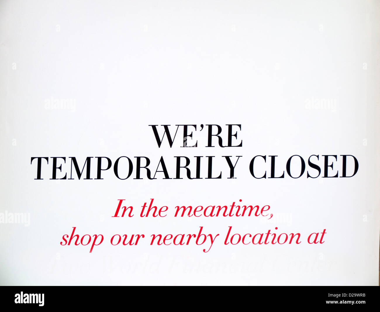 Our stores are temporarily closed hi-res stock photography and images ...