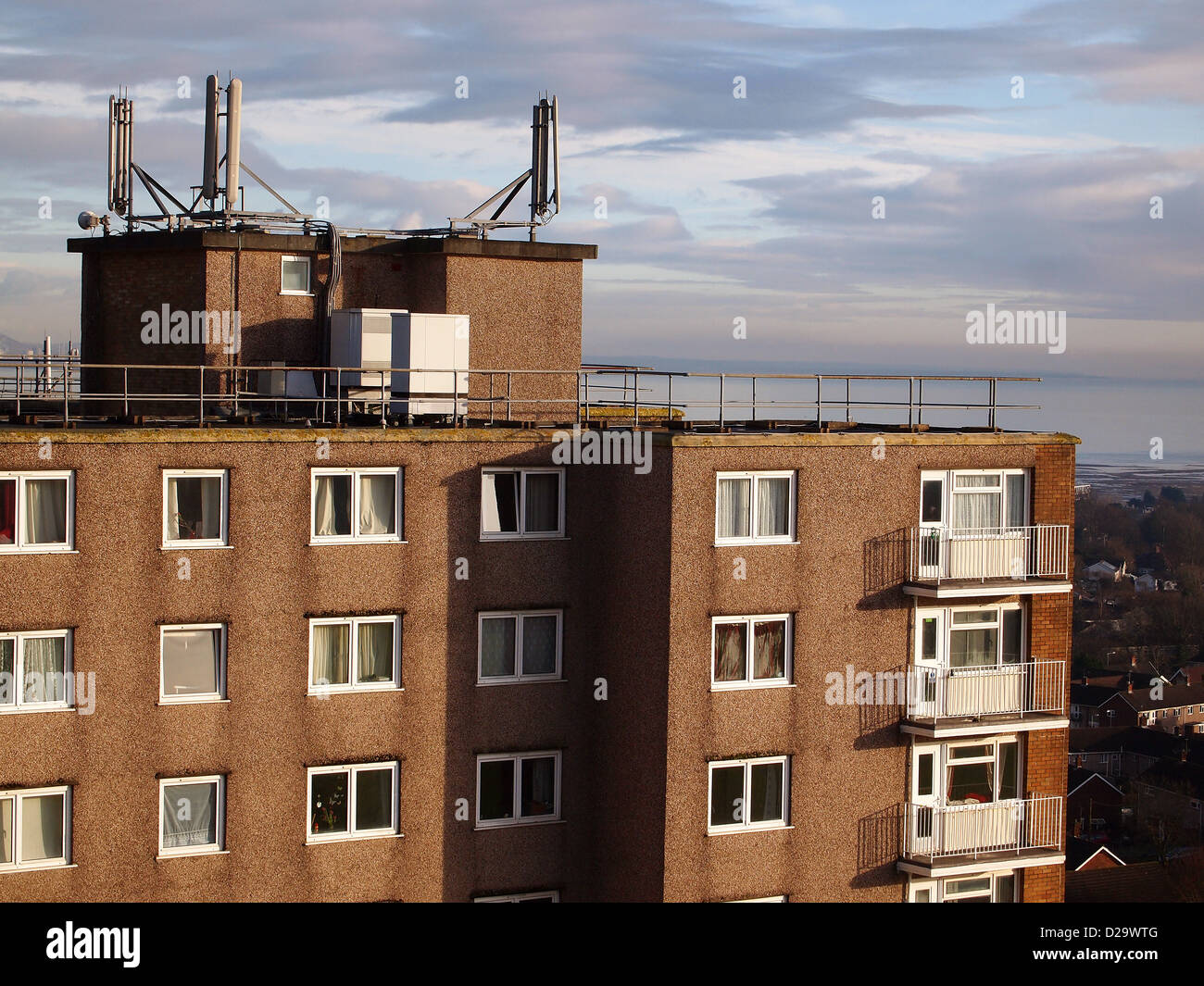 Top of an apartment block with mobile phone repeaters Stock Photo - Alamy