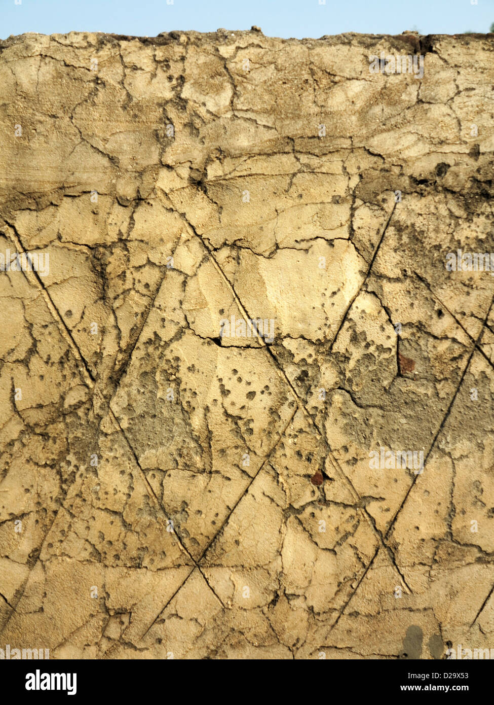 facade detail of a mud wall on a vernacular farmhouse in Rajasthan ...